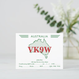 QSL Card Retro Australia Map Green | Zazzle