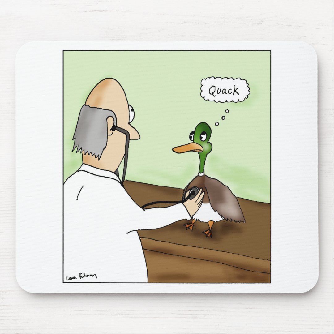 Quack Duck Doctor Cartoon Mouse Pad | Zazzle