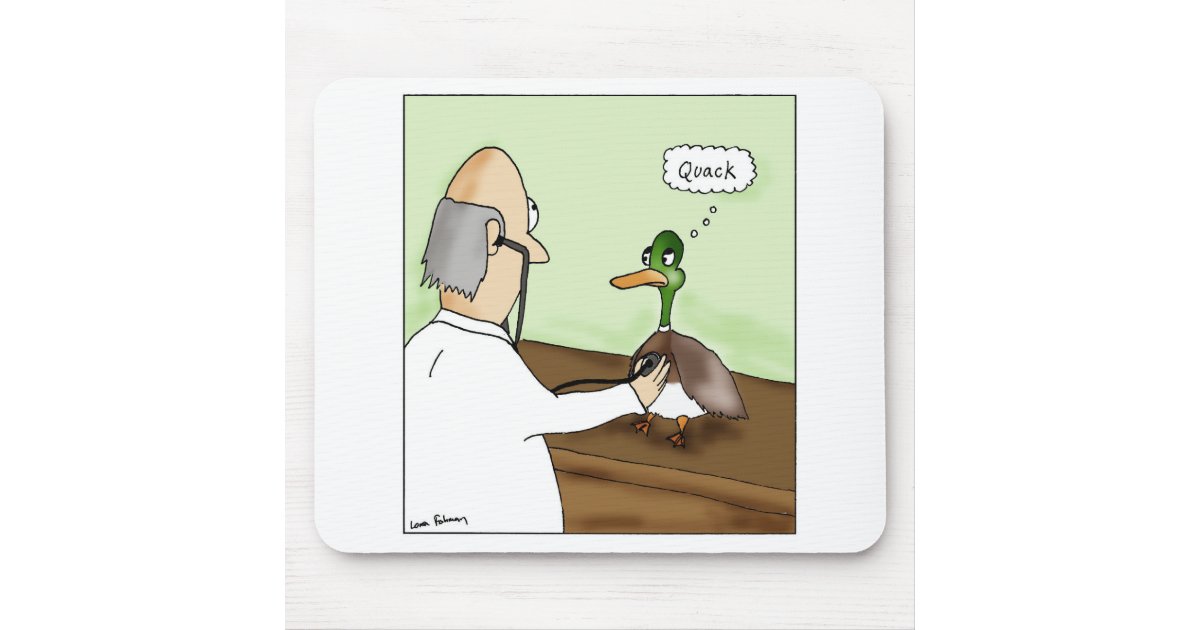 Quack Duck Doctor Cartoon Mouse Pad | Zazzle