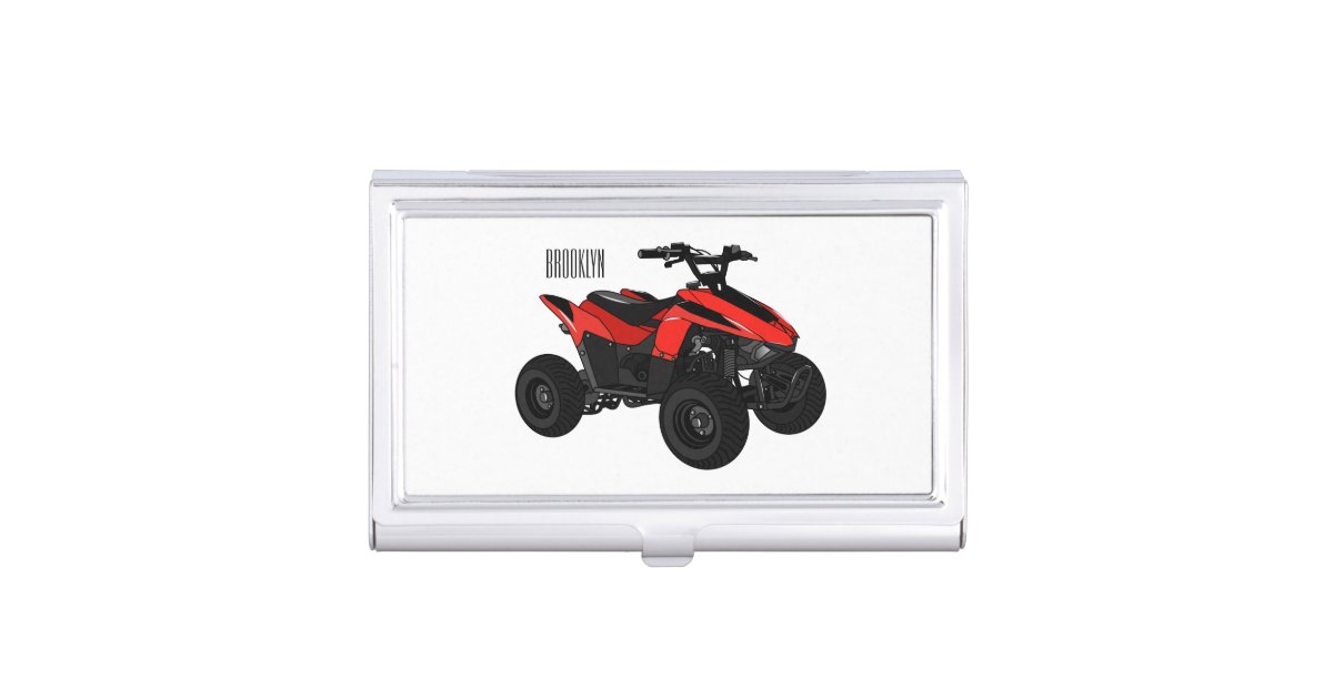 Quad bike atv cartoon illustration business card case | Zazzle