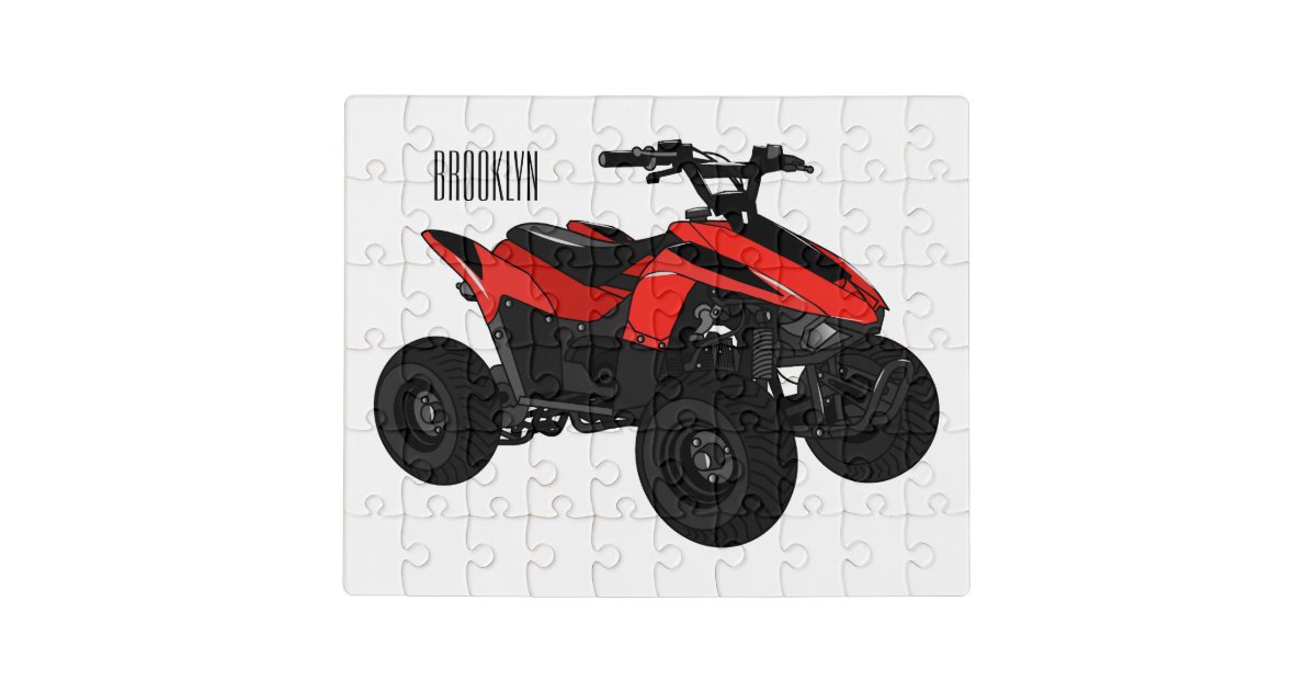 Quad bike atv cartoon illustration jigsaw puzzle | Zazzle