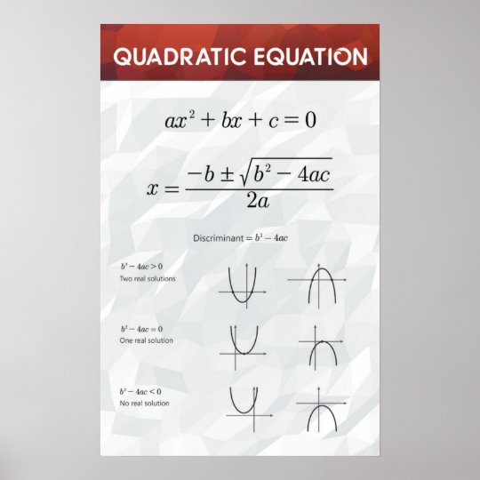 Quadratic Equation - Math Poster | Zazzle.com