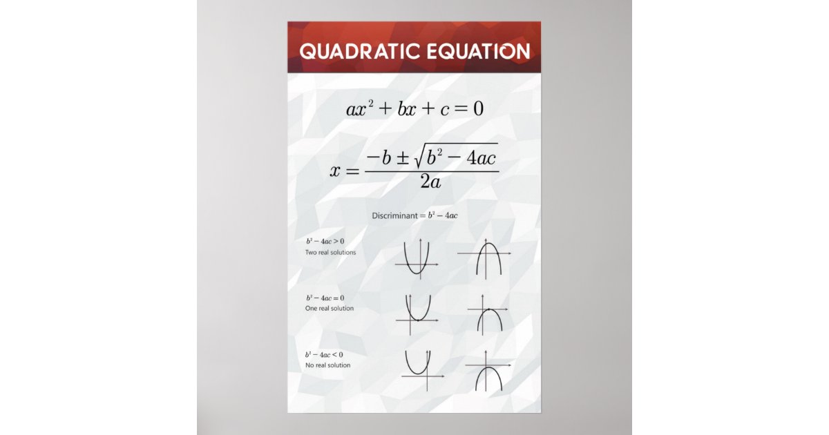 Quadratic Equation - Math Poster | Zazzle