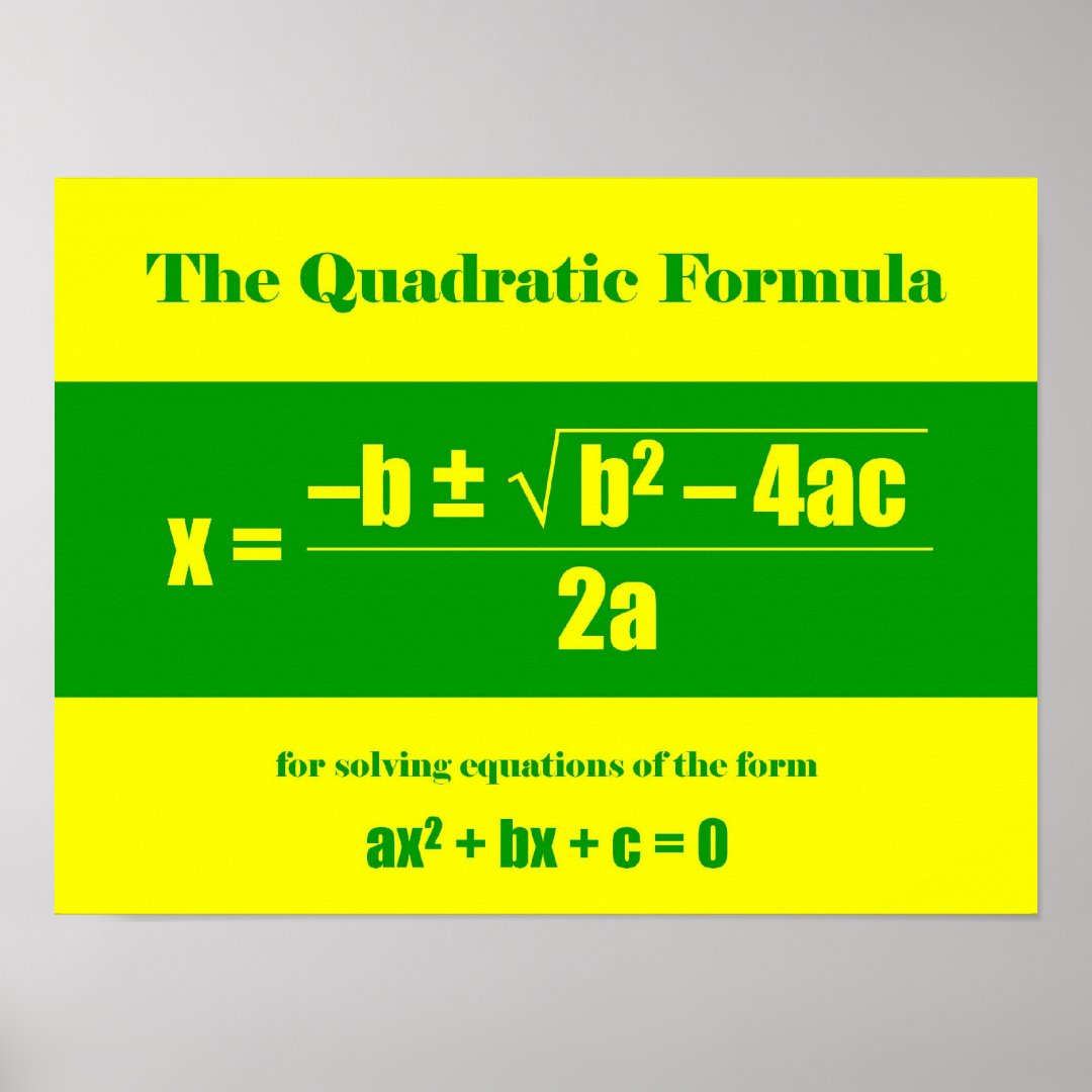 Quadratic Formula Poster | Zazzle
