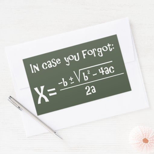 Quadratic Formula Reminder Rectangular Sticker | Zazzle