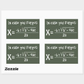 Quadratic Formula Reminder Rectangular Sticker | Zazzle