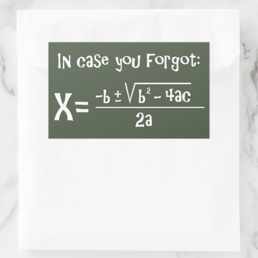 Quadratic Formula Reminder Rectangular Sticker | Zazzle