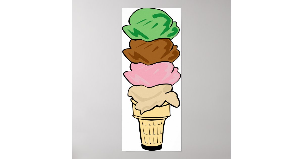 Quadruple Ice Cream Cone Poster | Zazzle
