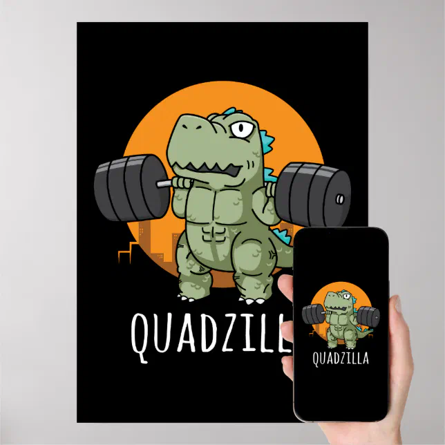 Quadzilla - Funny Gym Workout Cartoon, Squat Poster | Zazzle