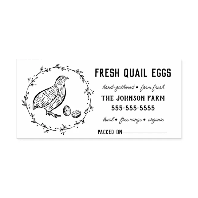 Quail Family Farm Name Egg Carton Rubber Stamp | Zazzle