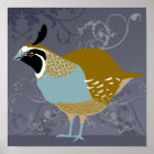 Watercolor California Quail Bird Poster | Zazzle.com
