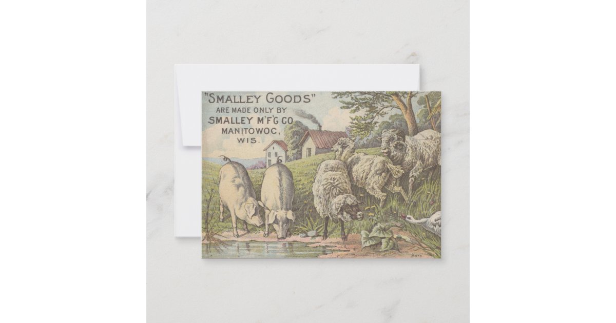 Quaint Farmhouse Animals Rustic Country Scene Thank You Card | Zazzle