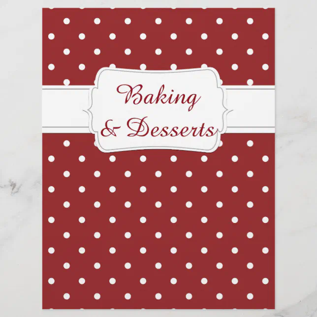 Quaint Maroon Dot Pattern Recipe Divider | Zazzle
