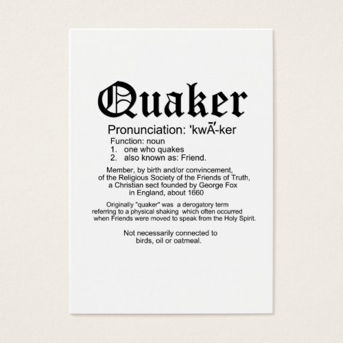 Quaker definition welcome card business card template