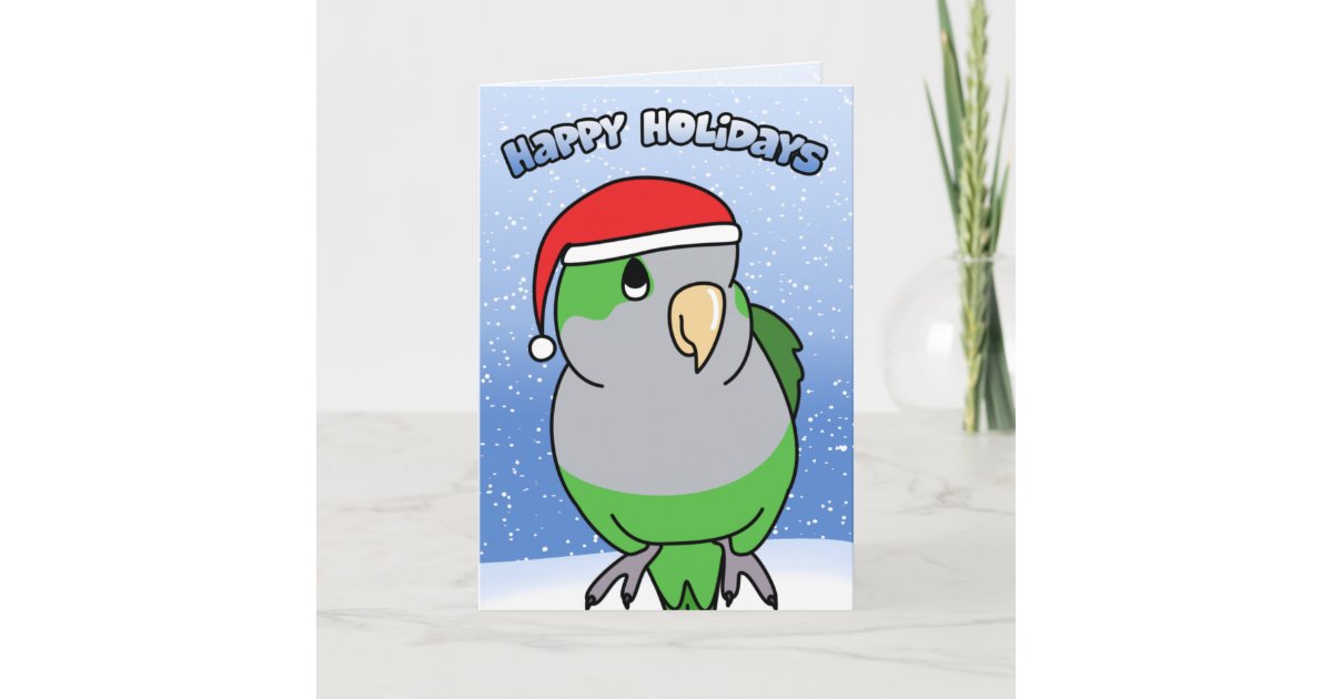 Quaker Parakeet Happy Holidays Christmas Card | Zazzle