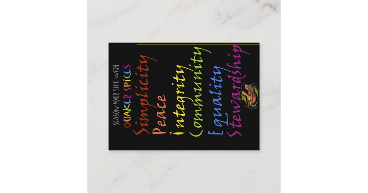 Quaker Spices - welcome card | Zazzle