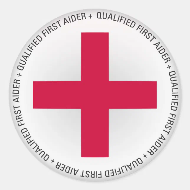 Qualified First Aider Medical Aid Classic Round Sticker | Zazzle