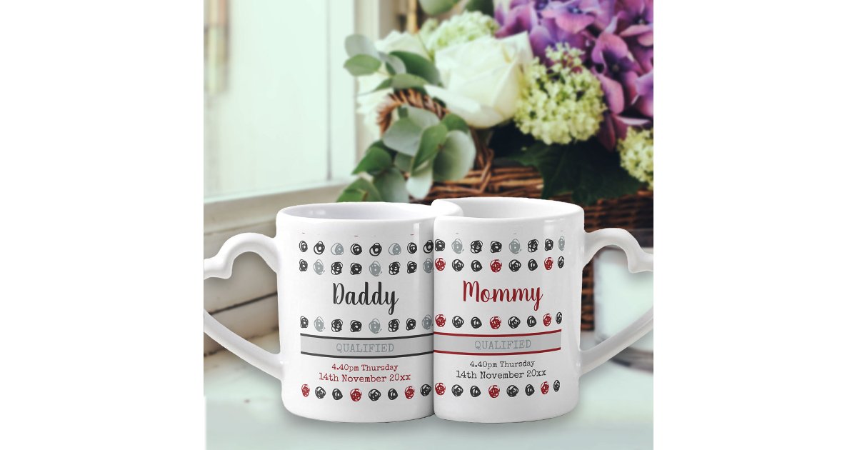 Qualified New Parents - Contemporary Personalized Coffee Mug Set | Zazzle