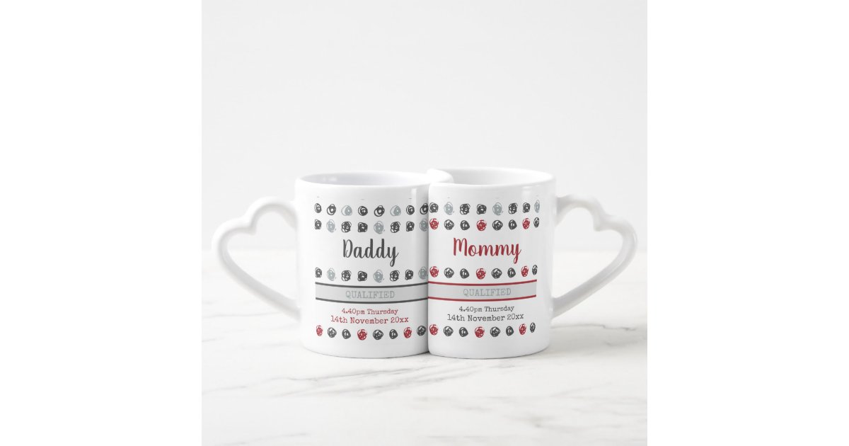 Qualified New Parents - Contemporary Personalized Coffee Mug Set | Zazzle