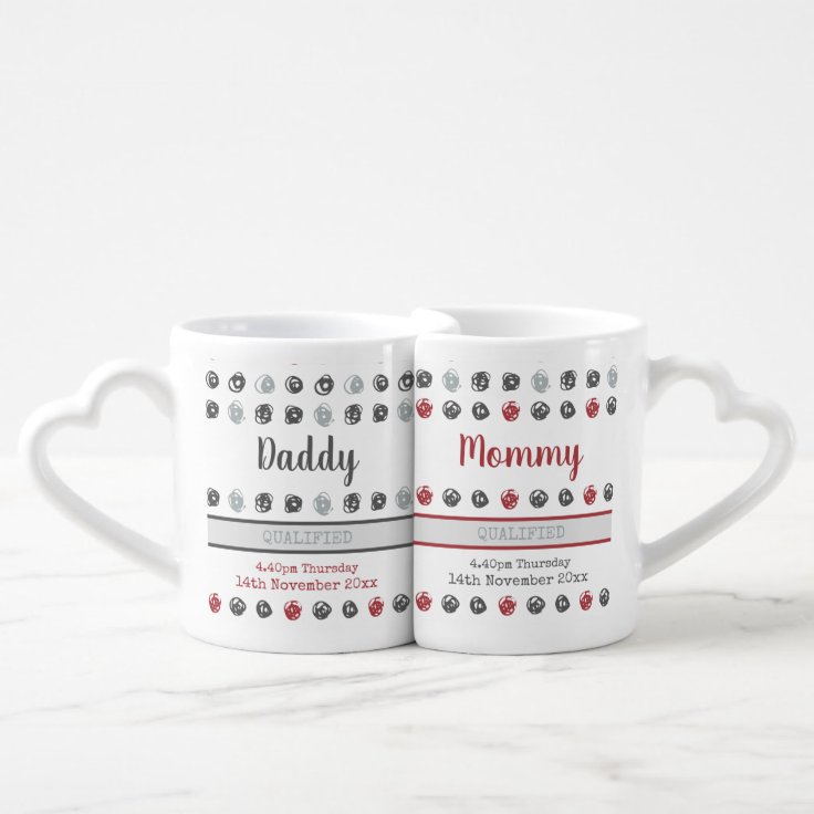 Qualified New Parents - Contemporary Personalized Coffee Mug Set | Zazzle