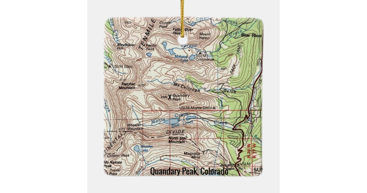 Quandary Peak CO Fourteener Map Ceramic Ornament | Zazzle