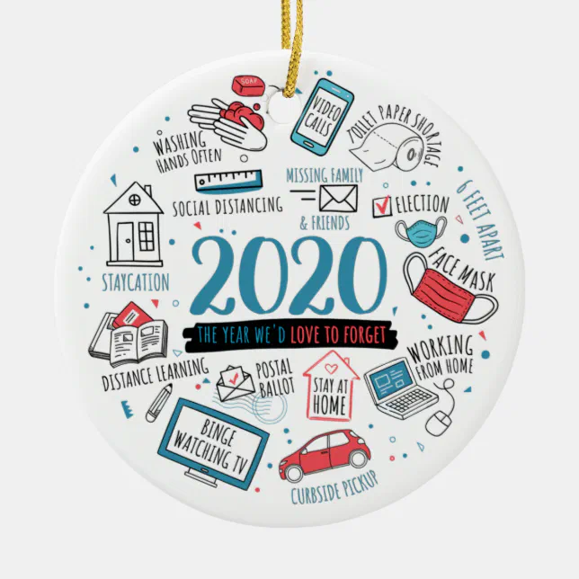 Quarantine 2020 Christmas Stay Home Commemorative Ceramic Ornament | Zazzle