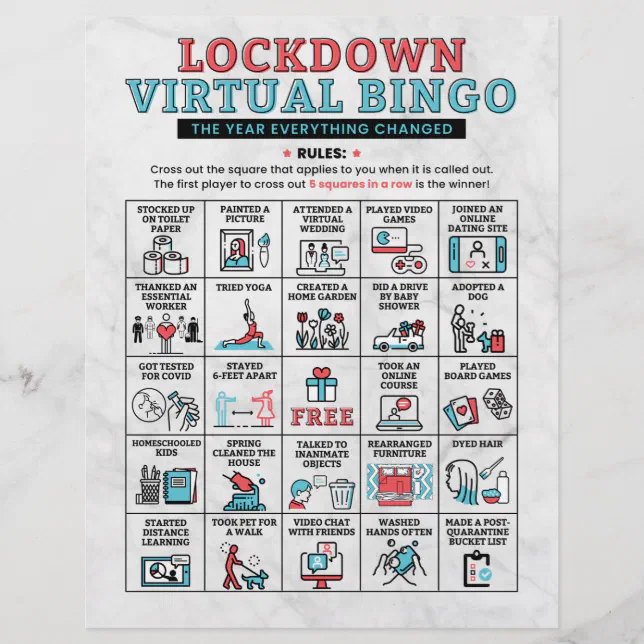 Quarantine Bingo Lockdown Activities | Zazzle