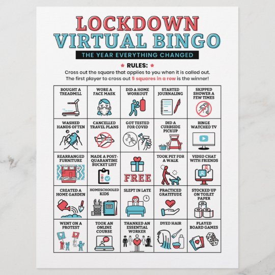 Quarantine Bingo Pandemic Lockdown Activities | Zazzle.com