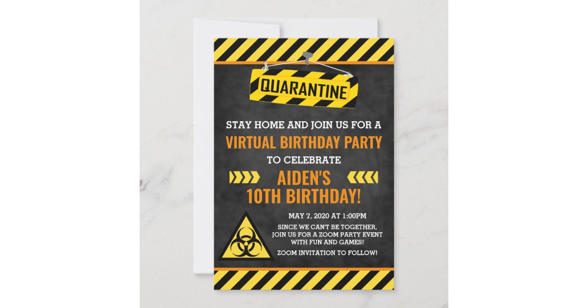 Quarantine Birthday Invitation, Kid Humor Funny Invitation | Zazzle