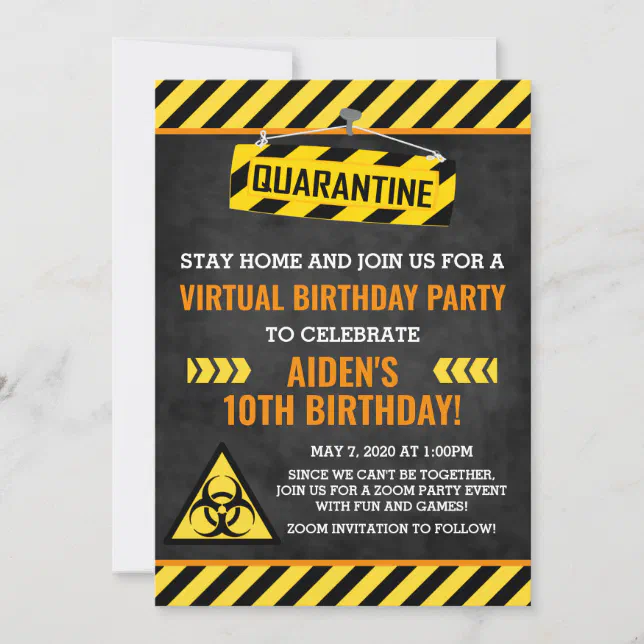 Quarantine Birthday Invitation, Kid Humor Funny Invitation | Zazzle