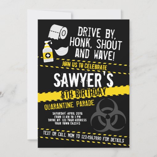 Quarantine Birthday Parade Invitation | Zazzle