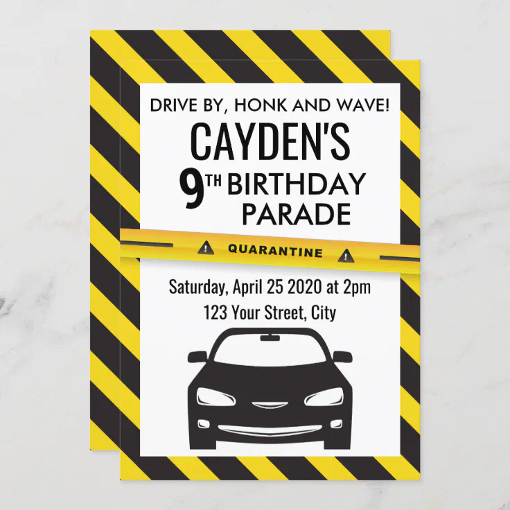 Quarantine Birthday Parade Invite | Zazzle