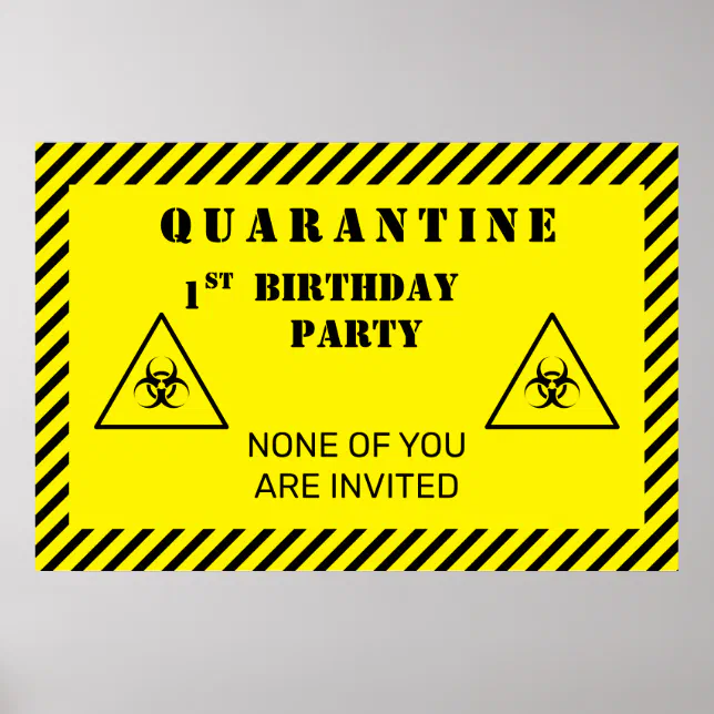 Quarantine Birthday Party Any Age Personalized Poster | Zazzle