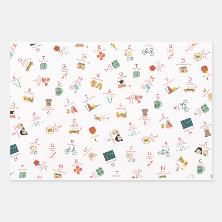 Quarantine Life Alphabet Wrapping Sheet | Zazzle