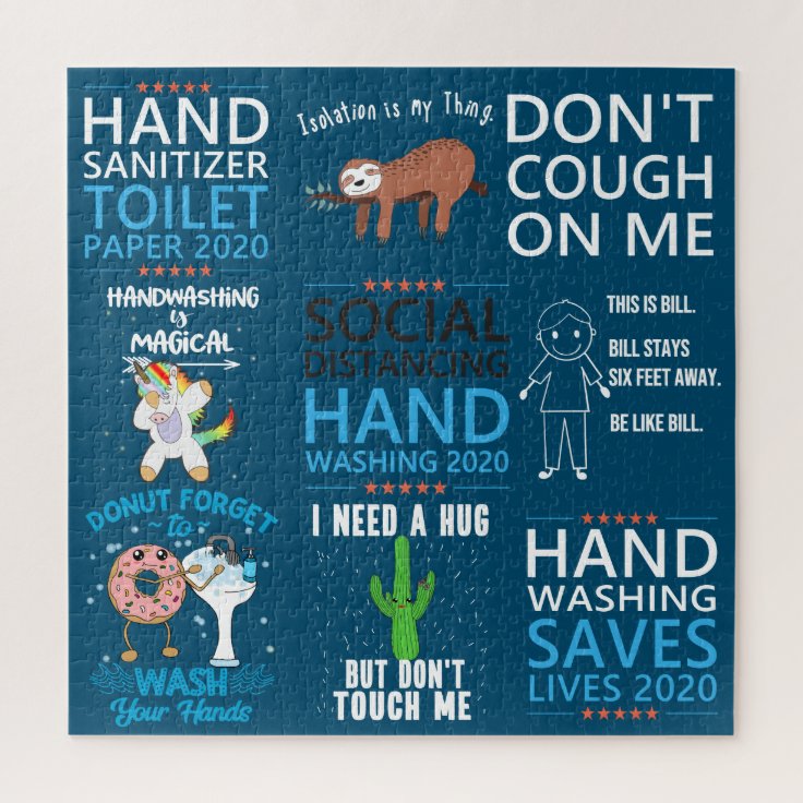 Quarantine Quotes Social Distancing Handwashing Jigsaw Puzzle | Zazzle