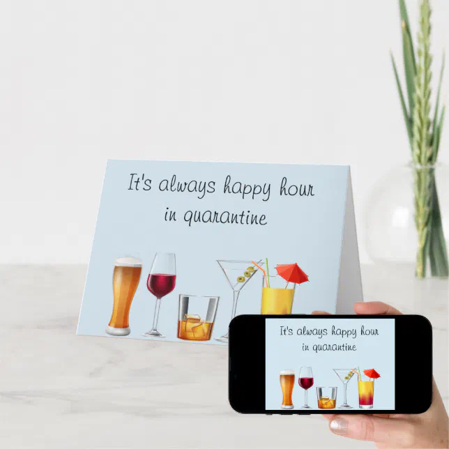 Quarantine Social Distancing Happy Hour Card | Zazzle