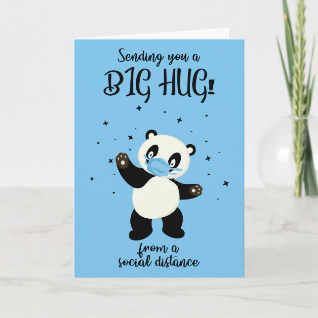 Quarantine Social Distancing Panda Bear Hug Card | Zazzle