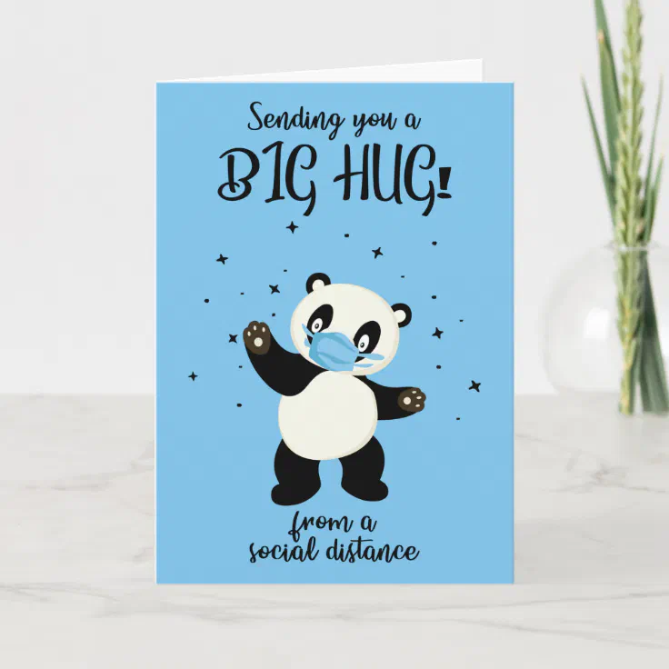 Quarantine Social Distancing Panda Bear Hug Card | Zazzle