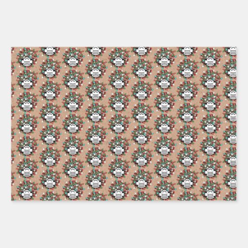 Quarantine Trio COVID Pandemic Christmas Set Gift Wrapping Paper Sheets ...