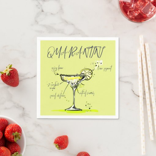 Quarantini Covid Social Isolation Cocktail Recipe Napkins | Zazzle
