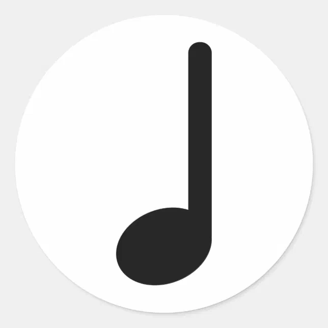 Quarter Note with Stem Facing Up Classic Round Sticker | Zazzle