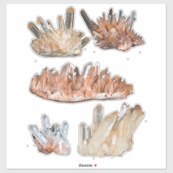 Quartz crystals gemstone rocks geology picture sticker | Zazzle