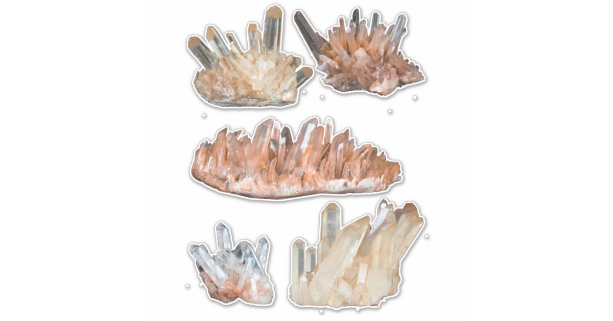 Quartz crystals gemstone rocks geology picture sticker | Zazzle