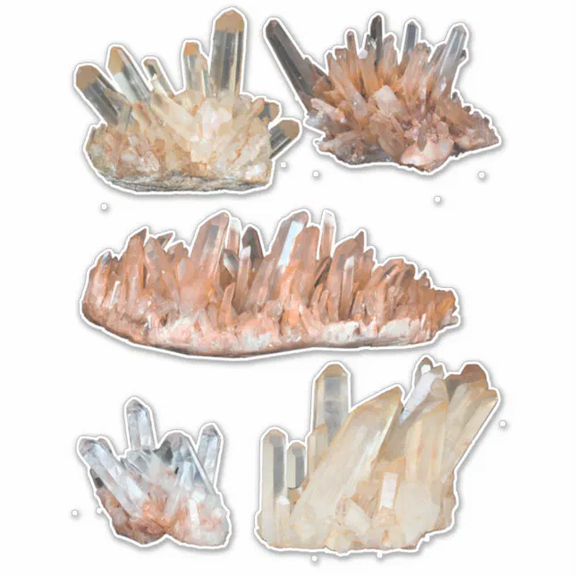 Quartz crystals gemstone rocks geology picture sticker | Zazzle