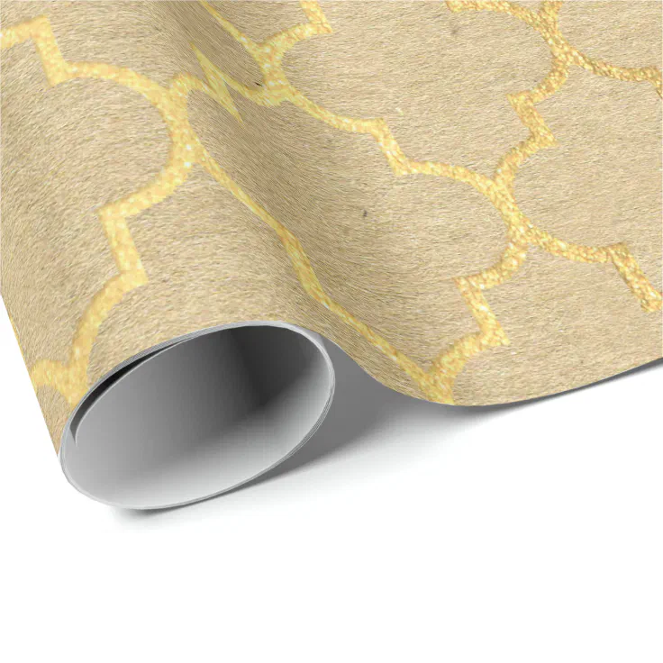 Quatrefoil Art Deco Kraft Gold Elegant Minimal Wrapping Paper | Zazzle