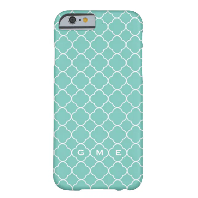 Quatrefoil clover pattern blue teal 3 monogram Case-Mate iPhone case | Zazzle