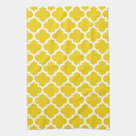 Quatrefoil Lemon Yellow Kitchen Towels | Zazzle.com