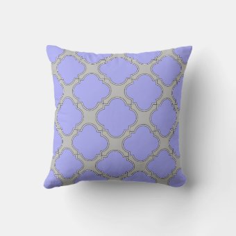 Quatrefoil periwinkle and gray throw pillow | Zazzle