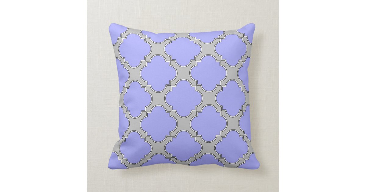 Quatrefoil periwinkle and gray throw pillow | Zazzle.com