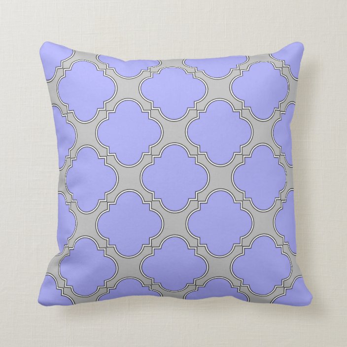 Quatrefoil periwinkle and gray throw pillow | Zazzle.com